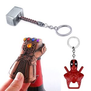 thor hammer keychain bottle opener-glove opener beer opener-beer gifts for men… (three-piece set)