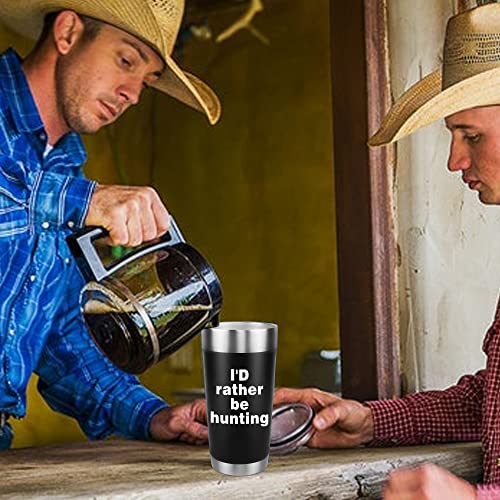 I'd Rather Be Hunting Funny Hunting Travel Mug - Unique Hunting Themed Birthday Gifts for Men, Hunting Lover Gifts for Him, 20 Ounce Engraved Black Stainless Steel Insulated Travel Mug