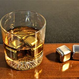 Set of 8 Whiskey Stones, Reusable Ice Cubes, Beverage Chilling Rocks, Premium Stainless Steel Gifts For Men, Dad, Christmas, Includes Storage Tray and Silicone Tip Tongs.