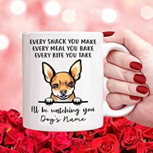 Personalized Deer Head Chihuahua Coffee Mug, Every Snack You Make I'll Be Watching You, Customized Dog Mugs for Mom Dad, Gifts for Dog Lover, Mothers Day, Fathers Day, Birthday Presents