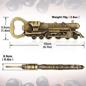 LKKCHER Steam Locomotive Gifts Train Beer Bottle Openers Birthday Christmas Gifts for Men Him Woman Boyfriend Beer Gifts for Men Novelty Bronze Presents for Steam Train Fans