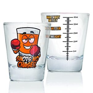 Shots No Chaser Stocking Stuffer Gag Gifts for Men Shot Glasses 6 Pack Unique Novelty Funny1.5 oz Shot Glass Set with Heavy Base, Measurements - Birthday Gifts For Men and Women