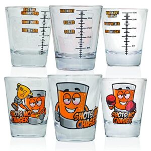 shots no chaser stocking stuffer gag gifts for men shot glasses 6 pack unique novelty funny1.5 oz shot glass set with heavy base, measurements – birthday gifts for men and women