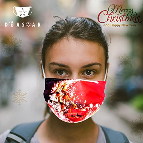 Chirstmas New Years Face masks for adults,50 Pack Disposable Face Mask Individually Wrapped,3 Ply Holiday Men Women Masks Stocking Stuffer Gift