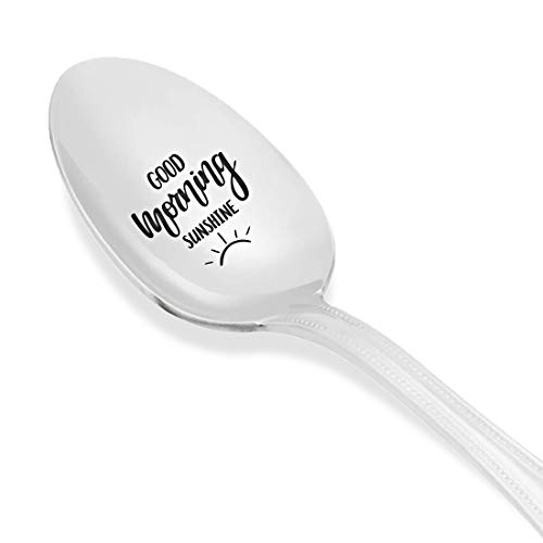 Inspiring gift | Good morning sunshine spoon gift for men/women |Christmas gift for mom/dad | Engraved Spoon gifts for friend/Co worker/boy friend |Thanksgiving gift | Easter gift | BFF gift |