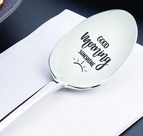 Inspiring gift | Good morning sunshine spoon gift for men/women |Christmas gift for mom/dad | Engraved Spoon gifts for friend/Co worker/boy friend |Thanksgiving gift | Easter gift | BFF gift |