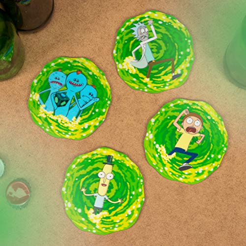 Paladone Rick and Morty 3D Set of 4 Drink Coasters, Multi Colored, 4 Count