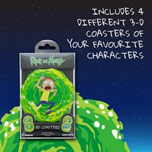 Paladone Rick and Morty 3D Set of 4 Drink Coasters, Multi Colored, 4 Count