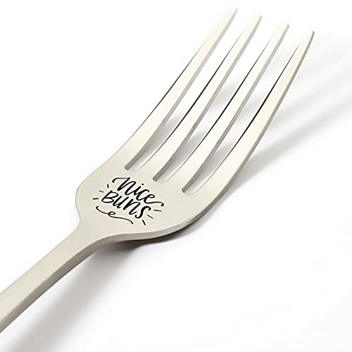 Funny Fork Gifts for Women Men Kids Friends, Funny Nice Buns Fork Engraved Stainless Steel Gifts, Best Birthday Graduation Christmas Gift