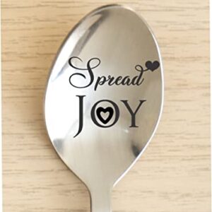 Spread Joy | Spoon Christmas Gift for Mother Father | Christmas Stocking Stuffer | Christmas Gift for Grandparents Son Daughter | Holiday Gift for Parents - 7 Inch Stainless Steel Spoon