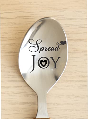 Spread Joy | Spoon Christmas Gift for Mother Father | Christmas Stocking Stuffer | Christmas Gift for Grandparents Son Daughter | Holiday Gift for Parents - 7 Inch Stainless Steel Spoon