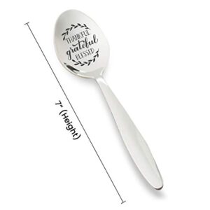 Spoon Gift for Dad Mom from Daughter Son | Grandparents Gift | Inspirational Gift for Teacher | Gift Blessed Spoon Gift Men Women -7 Inch