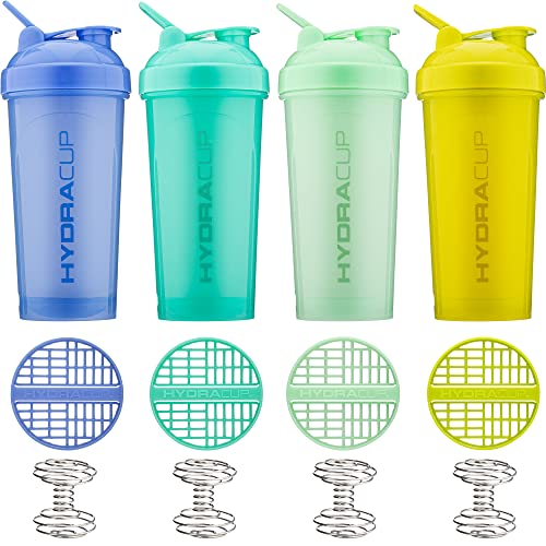 HydraCup [8 Pack] with New BlenderBeast - 28oz Shaker Bottle for Protein Mixes, Dual Mixers, Wire Whisk & Mixing Grid, Shaker Cup BPA Free, Shakes Value Pack Ball