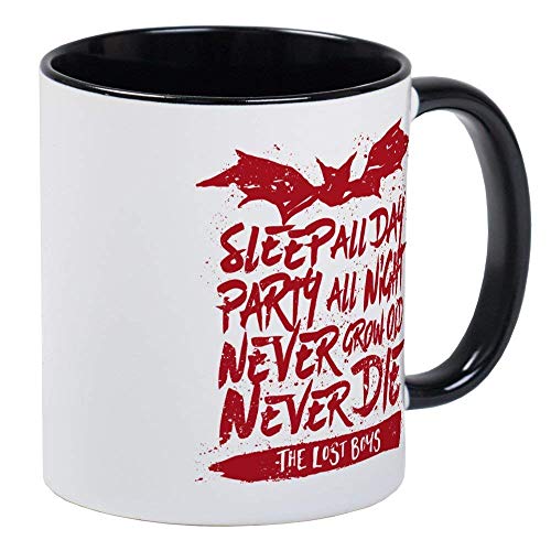 Lost Boys Never Grow Old Mug - Ceramic 11oz RINGER Coffee/Tea Cup Gift Stocking Stuffer