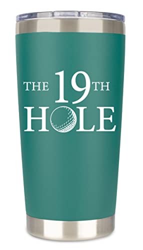 JENVIO Gifts for Golfers | The 19th Hole | Stainless Steel Travel Tumbler with 2 Lids 2 Straws Gift Box and Card | Unique Cool Funny Valentines Golf Stocking Stuffers Husband Dad Stuff Cup