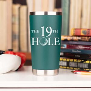 JENVIO Gifts for Golfers | The 19th Hole | Stainless Steel Travel Tumbler with 2 Lids 2 Straws Gift Box and Card | Unique Cool Funny Valentines Golf Stocking Stuffers Husband Dad Stuff Cup