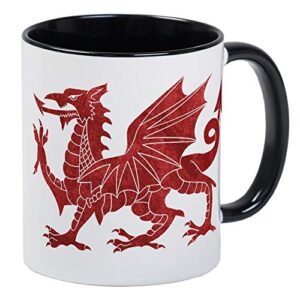 welsh red dragon mug – ceramic ringer 11oz coffee/tea cup gift stocking stuffer