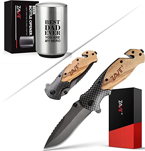 Fathers Day Unique Gifts for Dad from Daughter Son Kids,Bottle Opener,BEST DAD EVER,Pocket Folding Knife,Gifts for Men,Dad,Boyriend,Christmas Stocking Stuffers