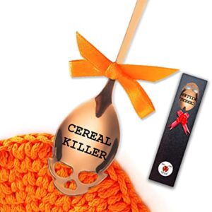 Seyal® Cereal Killer Engraved Skull Spoon (Rose) Gold