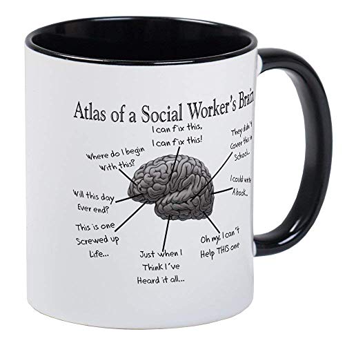 Atlas Of A Social Workers Brain Mug - Ceramic 11oz RINGER Coffee/Tea Cup Gift Stocking Stuffer