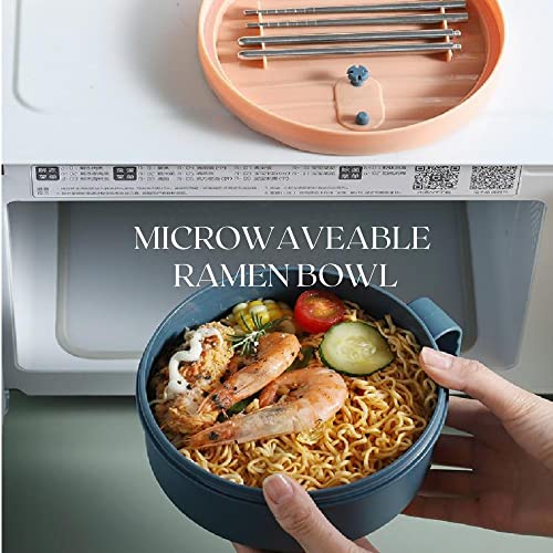 AI LOVE PEACE Microwave Ramen Bowl Set Noodle Bowls With Lid Speedy Ramen Cooker In Minutes BPA Free and Dishwasher Safe For Office College Dorm Room Instant Cooking (Pink)