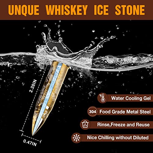 Gifts for Men, 6 pcs Golden Whiskey Stones & 6 pcs Silver Whiskey Stones, Christmas Stocking Stuffers, Cool Birthday Gift Idea for Dad Husband Brother, Bourbon Gifts for Beer Lovers & Whiskey Lovers