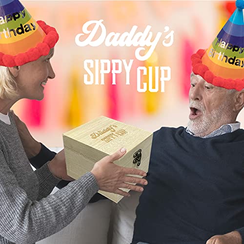 LIGHTEN LIFE Daddy's Sippy Cup Whiskey Glass,Unique Dad Gift in Valued Wooden Box,Funny Gag Gift for New Dad,Father,Husband from Kids Wife for Father's Day,Birthday,12 oz Old Fashioned Glass for Men