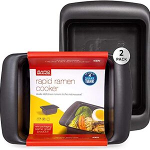 Rapid Ramen Cooker - Microwave Ramen in 3 Minutes - BPA Free and Dishwasher Safe | Perfect for Dorm, Small Kitchen, or Office (2-Pack,Black)