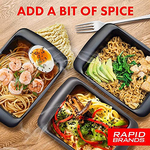 Rapid Ramen Cooker - Microwave Ramen in 3 Minutes - BPA Free and Dishwasher Safe | Perfect for Dorm, Small Kitchen, or Office (2-Pack,Black)