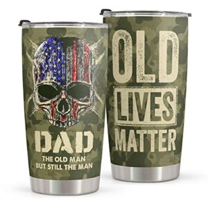 macorner gift for men – stainless steel american flag tumbler cup 20oz christmas gift for men – old lives matter birthday dad gift father day gifts for dad – fathers day gift from daughter son wife