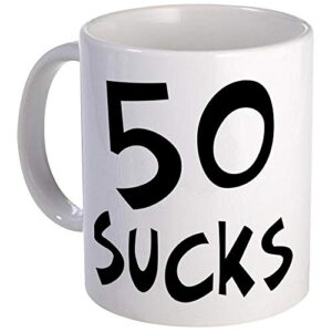 50th birthday 50 sucks mug – ceramic 11oz coffee/tea cup gift stocking stuffer