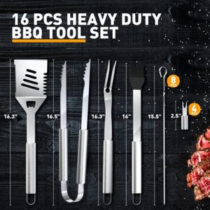 CRANACH BBQ Grilling Accessories 16 Pcs Set Stocking Stuffers Gifts for Men Women Grill Utensils Cooking Kitchen Tools Kit for Dad, Fathers in Outdoor Barbecue, Camping, Wedding