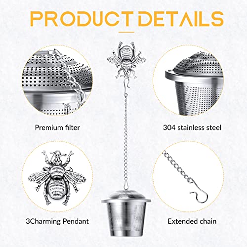 Tea Infusers for Loose Tea 3 Sets Loose Leaf Tea Steeper Tea Strainer Stainless Steel Tea Ball for Loose Tea Holder Tea Mesh Strainer Tea Filters with Drip Trays and Pendant (Insects Style)