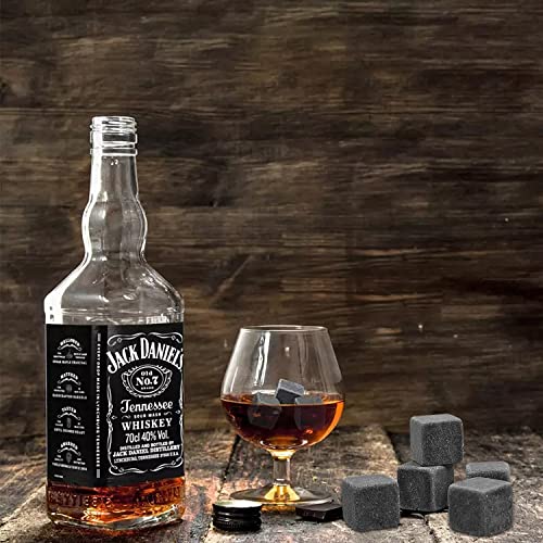 JISUSU Whiskey Stones Gift Set ，9 Whiskey Rocks Chilling Stones in Luxury Wooden Gift Box with Stainless Steel Tongs and Velvet Pouch