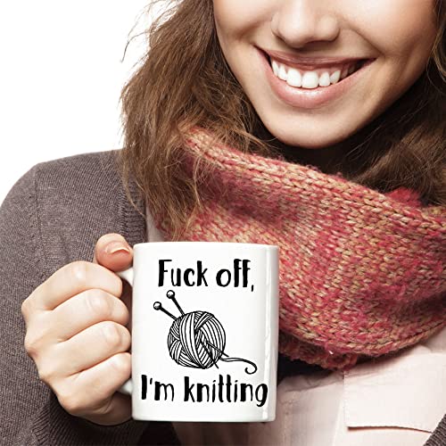 Fuck Off, I'm Knitting, Yarn Gifts, Knitting Gifts, Crocheting Coffee Mugs, Gift for Knitter, Crocheter, Wife, Mom, Grandma, Grandmother, Christmas, Birthday, Mothers Day Gifts