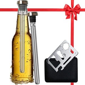 best beer chiller sticks for bottles and cap opener 2 pack – beer gifts for men – top saint patrick’s day idea for dad husband beer lovers accessories – unique practical gift for beer lovers