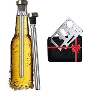 Best Beer Chiller Sticks for Bottles and Cap Opener 2 Pack - Beer Gifts for Men - Top Saint Patrick's Day Idea for Dad Husband Beer Lovers Accessories - Unique Practical Gift for Beer Lovers