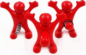 3 pcs funny happy red man wine stopper novelty beer corkscrew & bottle opener