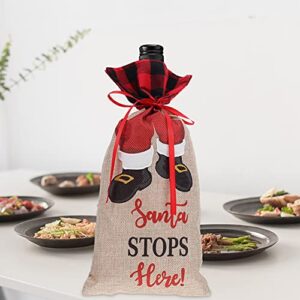 DOITOOL Stocking Stuffer Christmas Wine Bottle Cover Rustic Cloth Xmas Wine Bottle Cover Bags Champagne Holder Christmas Table Centerpiece Decor Xmas Gift Stocking Stuffer Gifts