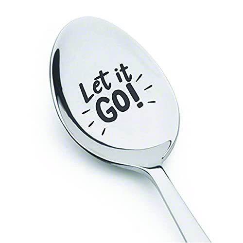 Gift for Co workers - Let It Go Engraved Spoon Gift forFriends | Aafirmation Gift Boyfriend | Inspirational Encouragement Gift for Daughter Son | Birthday Christmas Gift for Men Women - 7 Inch Spoon