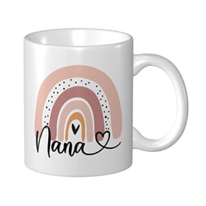 wisedeal nana mug, nana gifts from grandkids, nana coffee mug, nana birthday gifts for nana mug, christmas gifts from granddaughter grandson, rainbow mug gifts for grandma, ceramic white 11 oz