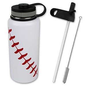 urbanifi water bottle baseball straw lid tumbler 32 oz gift for mom men flask sports travel waterbottle, stainless steel, vacuum insulated, water cold for 24, hot for 12 hours (baseball straw lid)