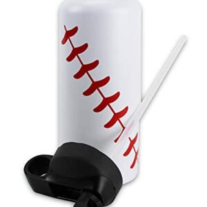 Urbanifi Water Bottle Baseball STRAW LID Tumbler 32 oz Gift for Mom Men Flask Sports Travel Waterbottle, Stainless Steel, Vacuum Insulated, Water Cold for 24, Hot for 12 hours (Baseball Straw Lid)