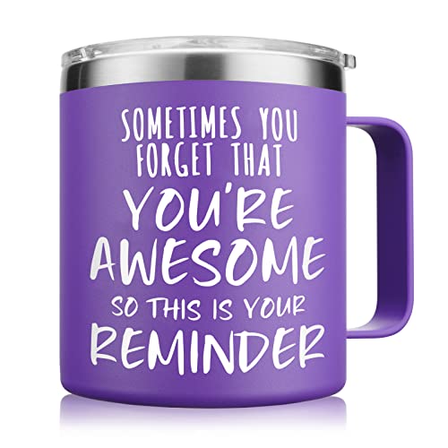 NOWWISH Inspirational Gifts for Women, Sometimes You Forget You're Awesome Coffee Mug, Thank You Gifts, Mothers Day Gifts, Funny Birthday Gifts for Coworker, Best Friend, Mom, Wife - Purple