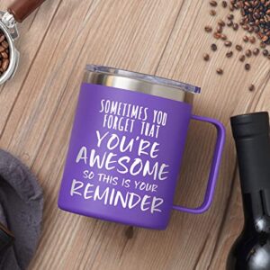 NOWWISH Inspirational Gifts for Women, Sometimes You Forget You're Awesome Coffee Mug, Thank You Gifts, Mothers Day Gifts, Funny Birthday Gifts for Coworker, Best Friend, Mom, Wife - Purple