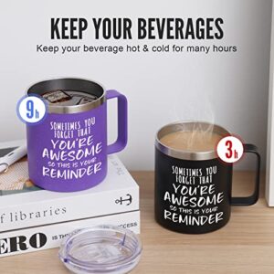 NOWWISH Inspirational Gifts for Women, Sometimes You Forget You're Awesome Coffee Mug, Thank You Gifts, Mothers Day Gifts, Funny Birthday Gifts for Coworker, Best Friend, Mom, Wife - Purple