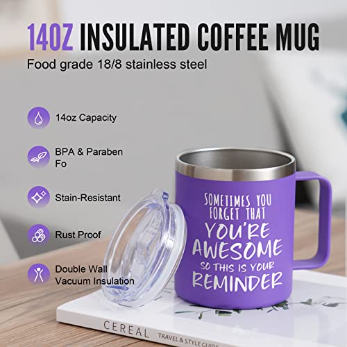 NOWWISH Inspirational Gifts for Women, Sometimes You Forget You're Awesome Coffee Mug, Thank You Gifts, Mothers Day Gifts, Funny Birthday Gifts for Coworker, Best Friend, Mom, Wife - Purple