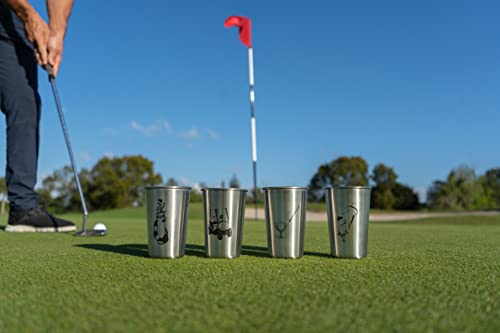 Golf Stainless Steel Pint Cups (Set of 4) - Unique Birthday, Christmas, or Father's Day Stackable Mug Gift for Men, Dads, and Coffee Lovers