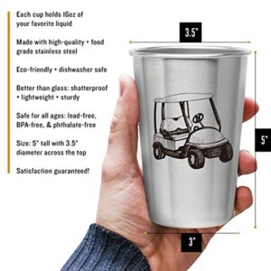 Golf Stainless Steel Pint Cups (Set of 4) - Unique Birthday, Christmas, or Father's Day Stackable Mug Gift for Men, Dads, and Coffee Lovers