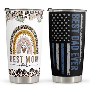 macorner mom & dad gifts set – stainless steel tumbler 20oz – birthday christmas gifts for women mom wife grandma nana & birthday christmas gifts for men dad grandpa from daughter son gifts for parent